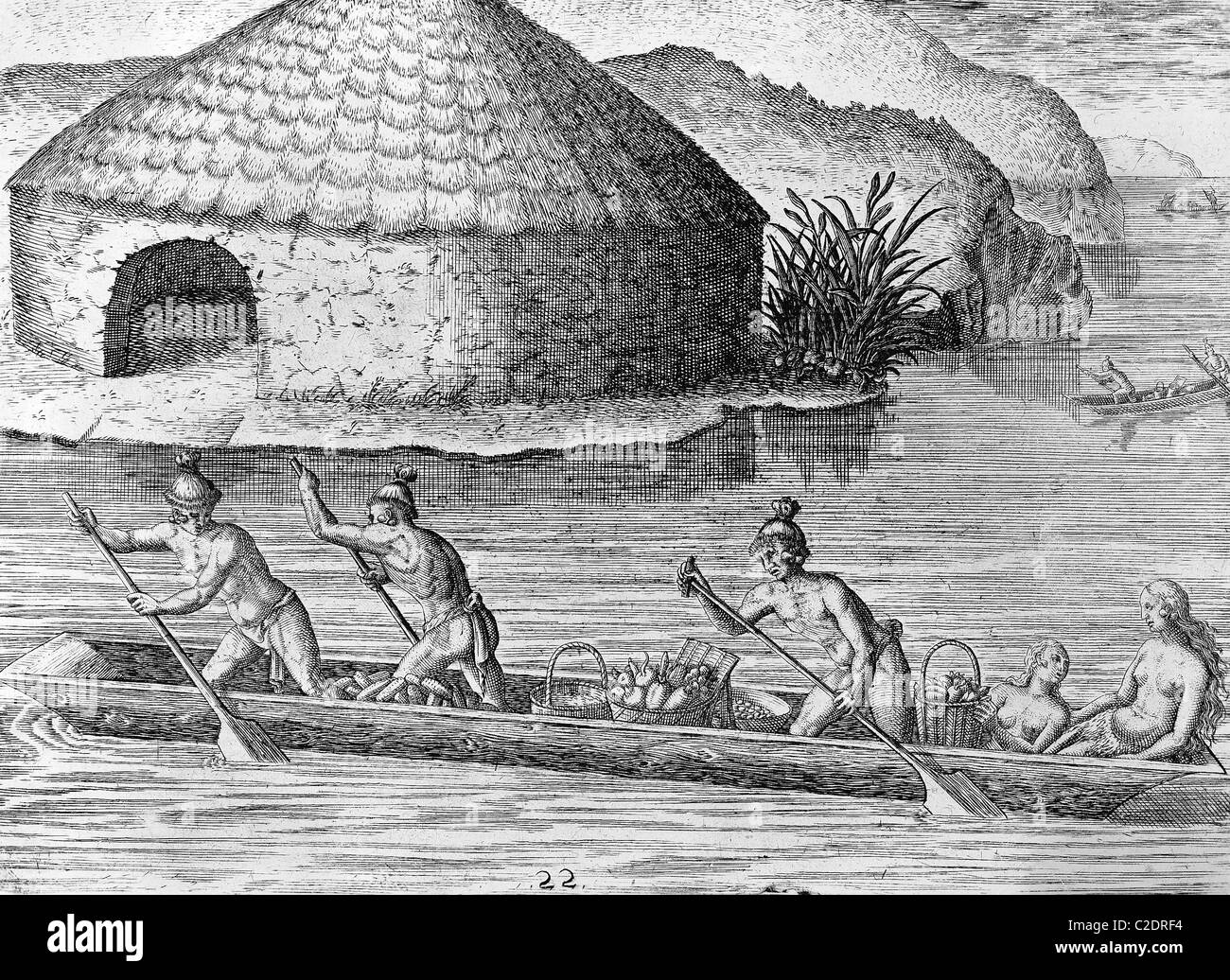 Native American Village Drawing