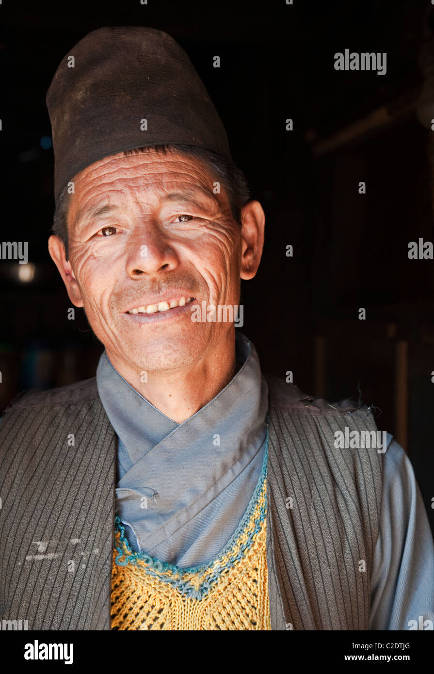 Portraits of a Nepali man. Langtang region. Nepal Stock Photo - Alamy