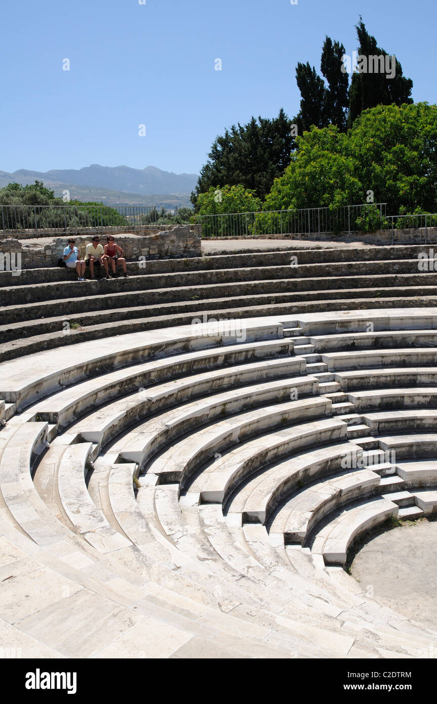 Visitors viewing the Roman Odeum in Kos Town Island of Kos Greece Stock ...