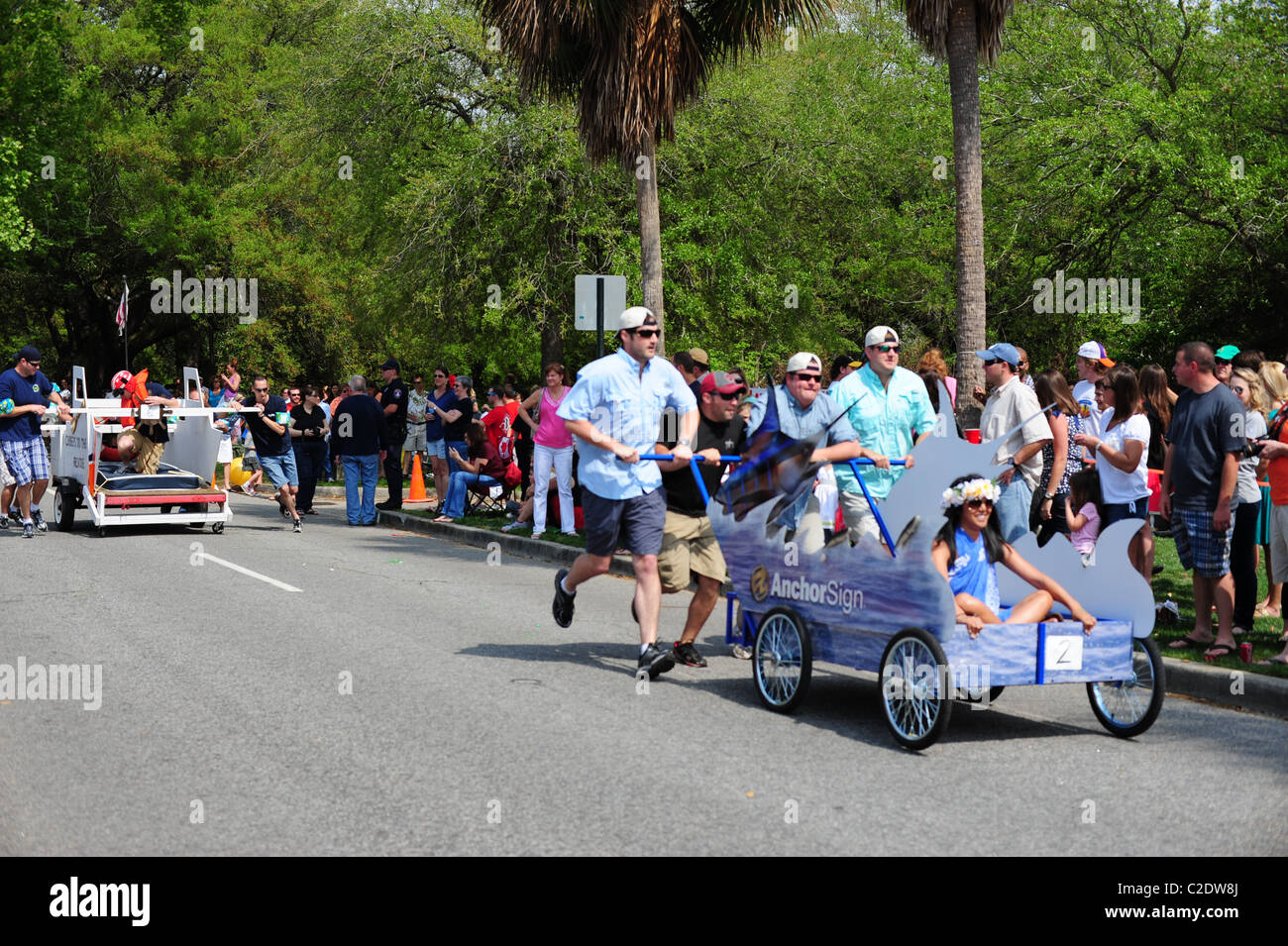 Bed Racer team approaches finish line in race for charity Stock Photo ...