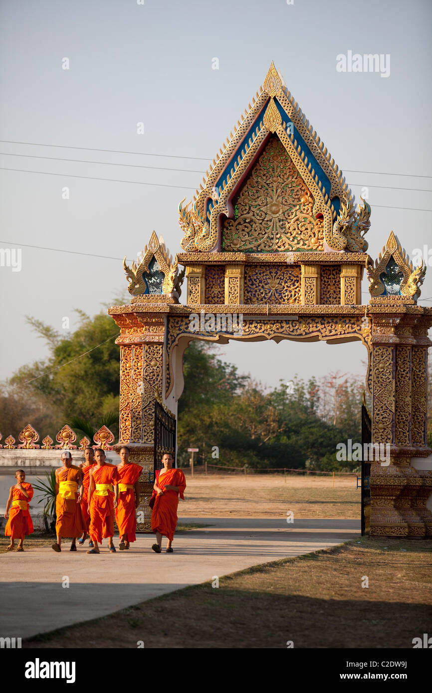 Monks came from gate of temple Wat, Lampang, Thailand Stock Photo - Alamy