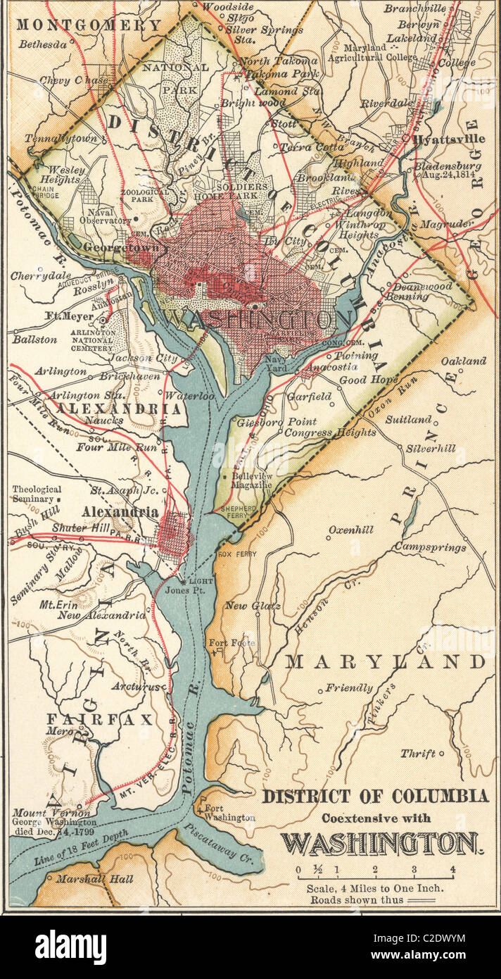 Washington dc map map hi-res stock photography and images - Alamy