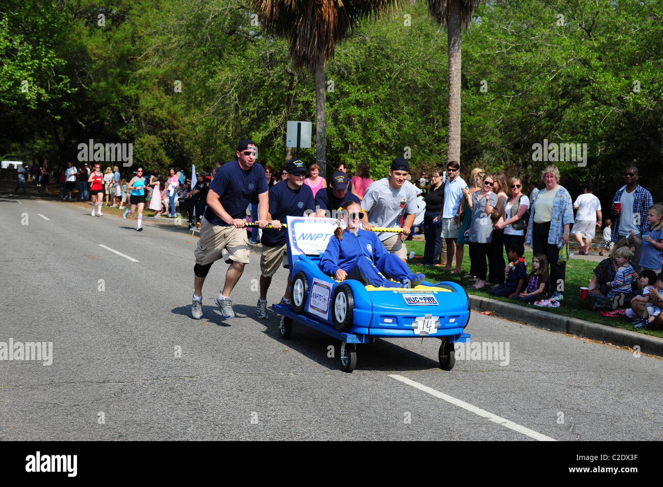 Bed RAcer rushing toward finish line Stock Photo - Alamy