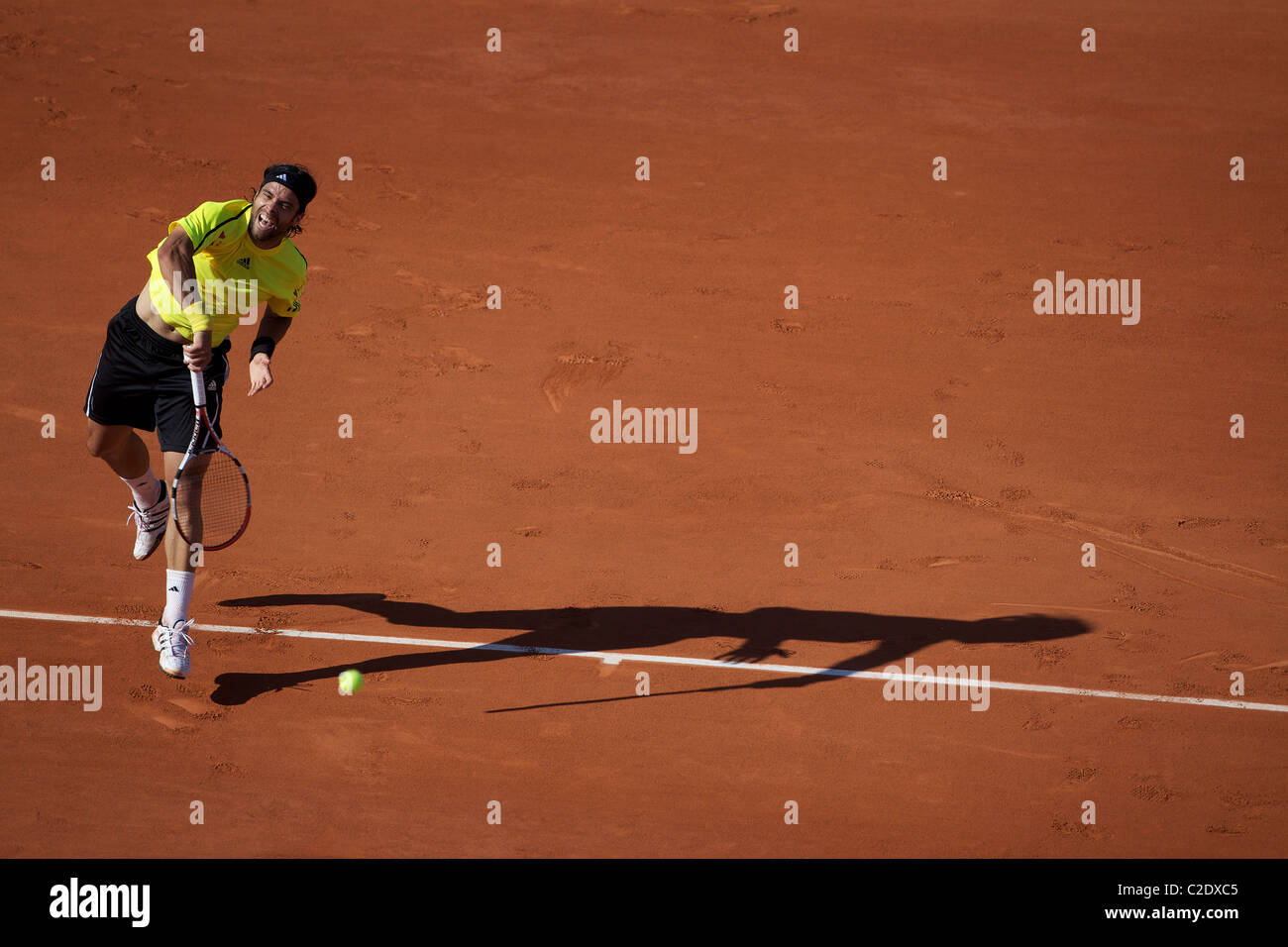 Fernando Gonzalez, Chile, in action at the French Open Tennis ...
