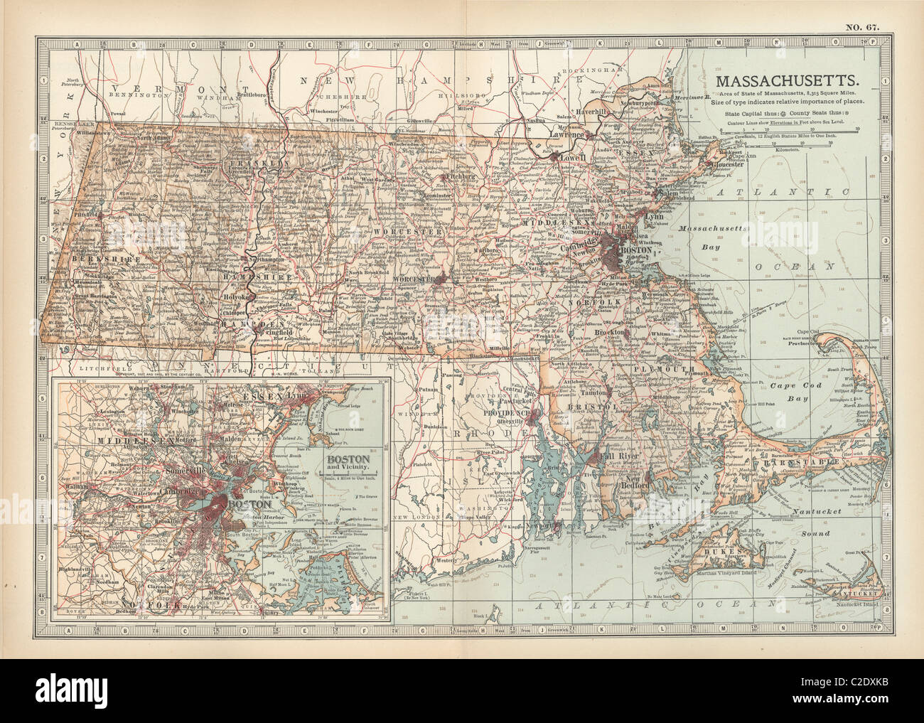 Map of Massachusetts Stock Photo - Alamy