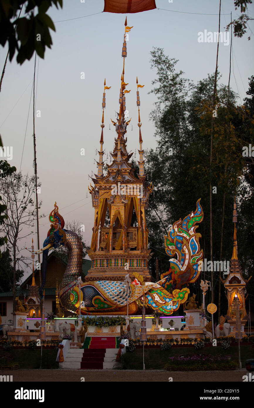 One of great monk Krubakumbun Paphakaro`s coffin in Wat Nasang, Lampang ...