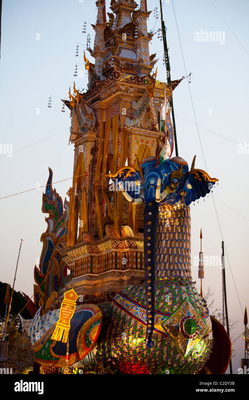 One of great monk Krubakumbun Paphakaro`s coffin in Wat Nasang, Lampang ...