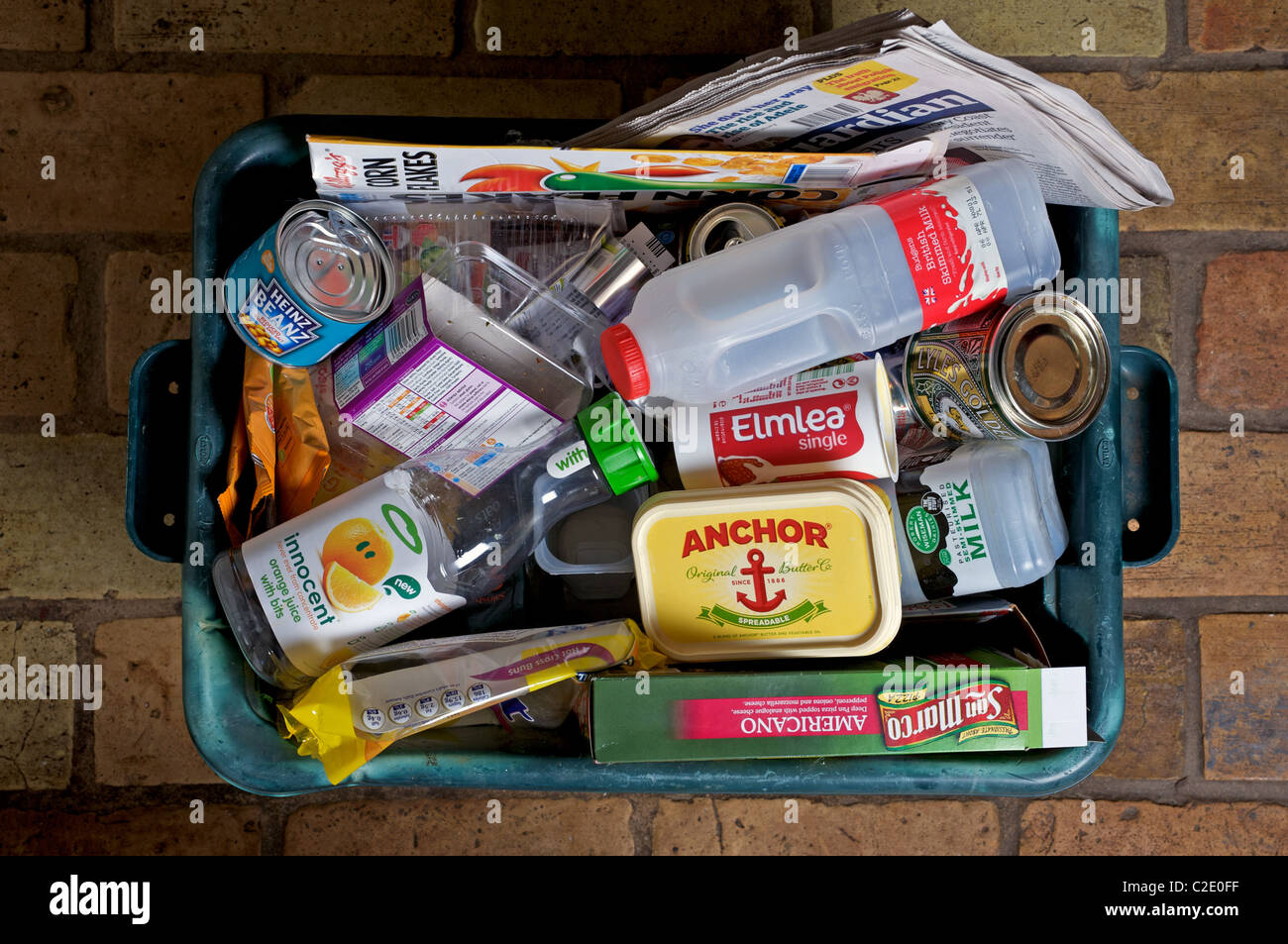 Household packaging for recycling Stock Photo - Alamy