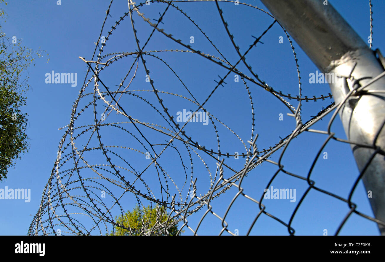 barbed wire fence Stock Photo - Alamy