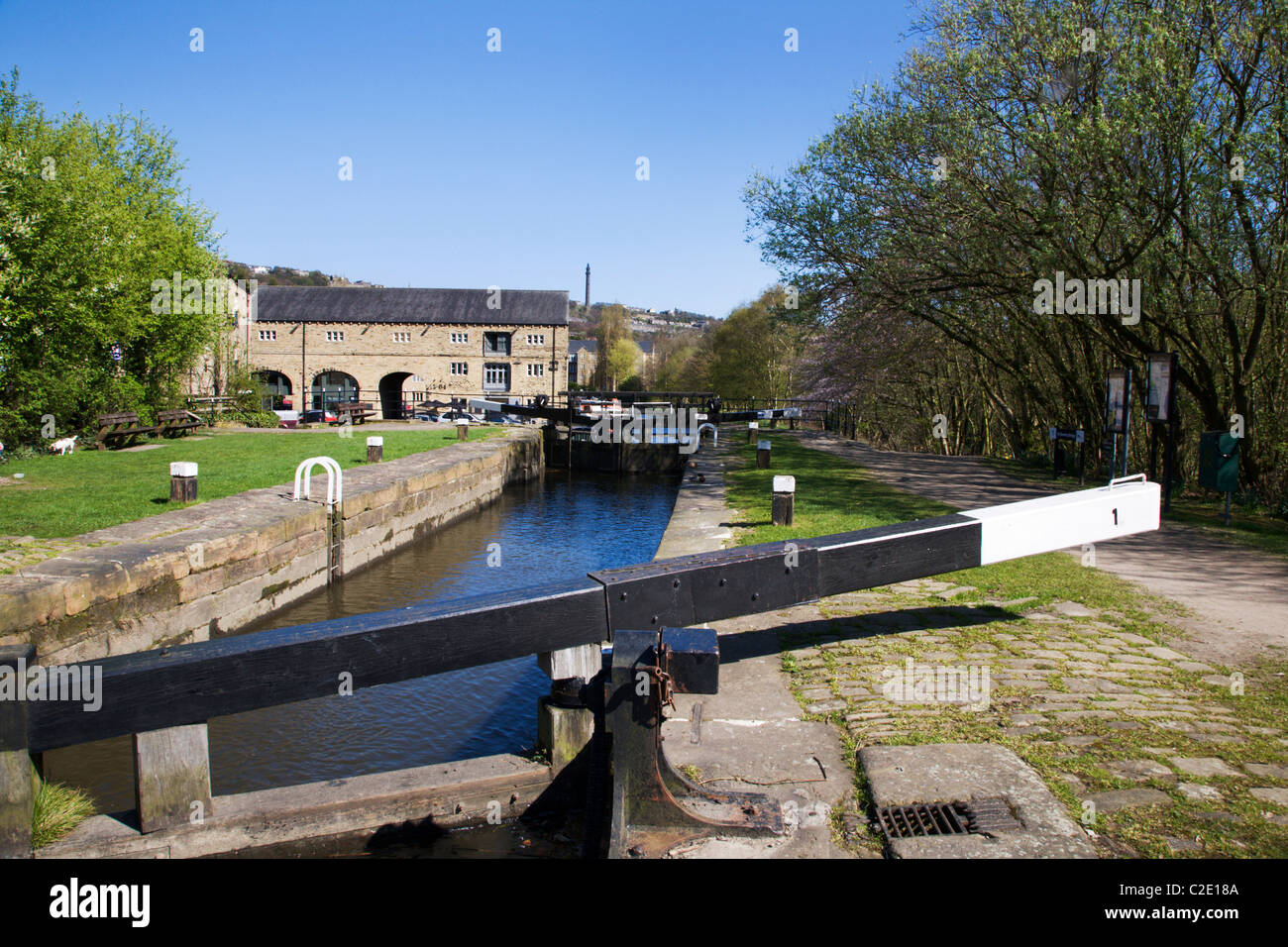 Lock No 1 Rochdale Canal Sowerby Bridge West Yorkshire England Stock ...