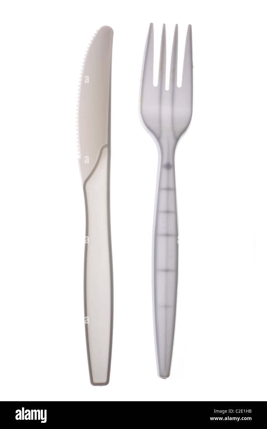 Transparent plastic cutlery Cut Out Stock Images & Pictures - Alamy