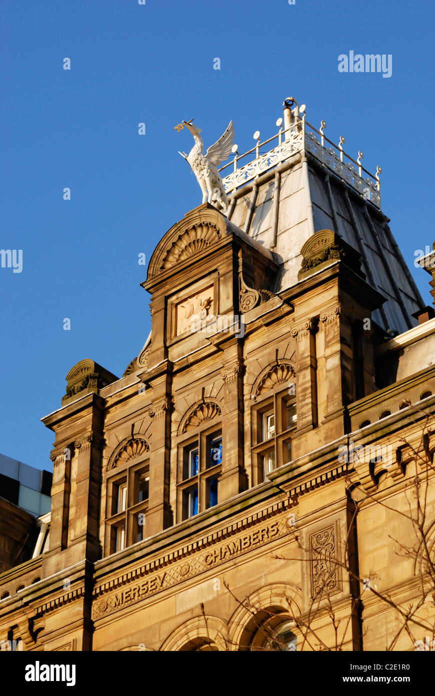 Mersey Chambers with a Liverbird, the iconic symbol of Liverpool, on ...