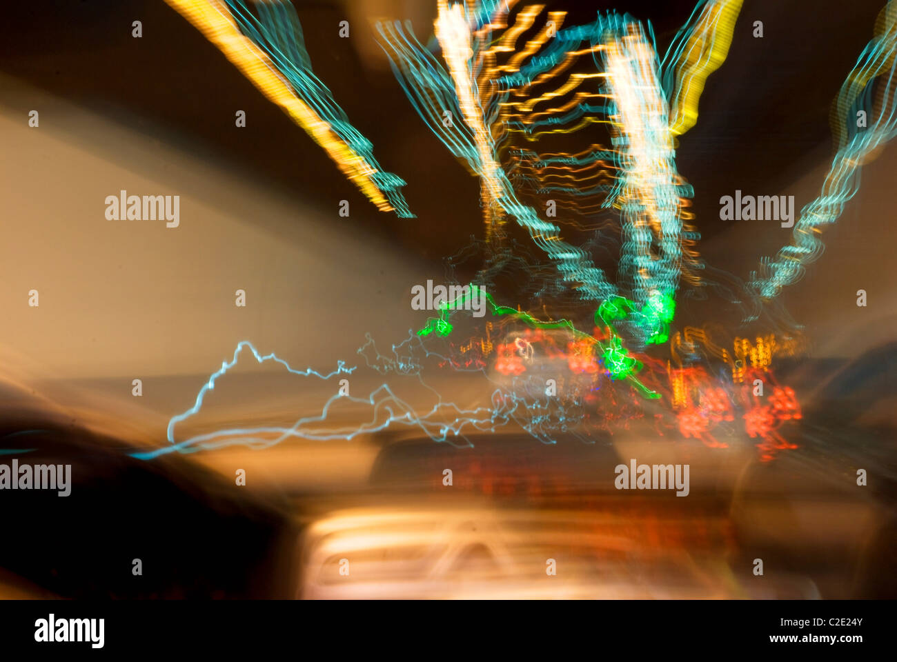 car lights trails in a tunnel Stock Photo - Alamy