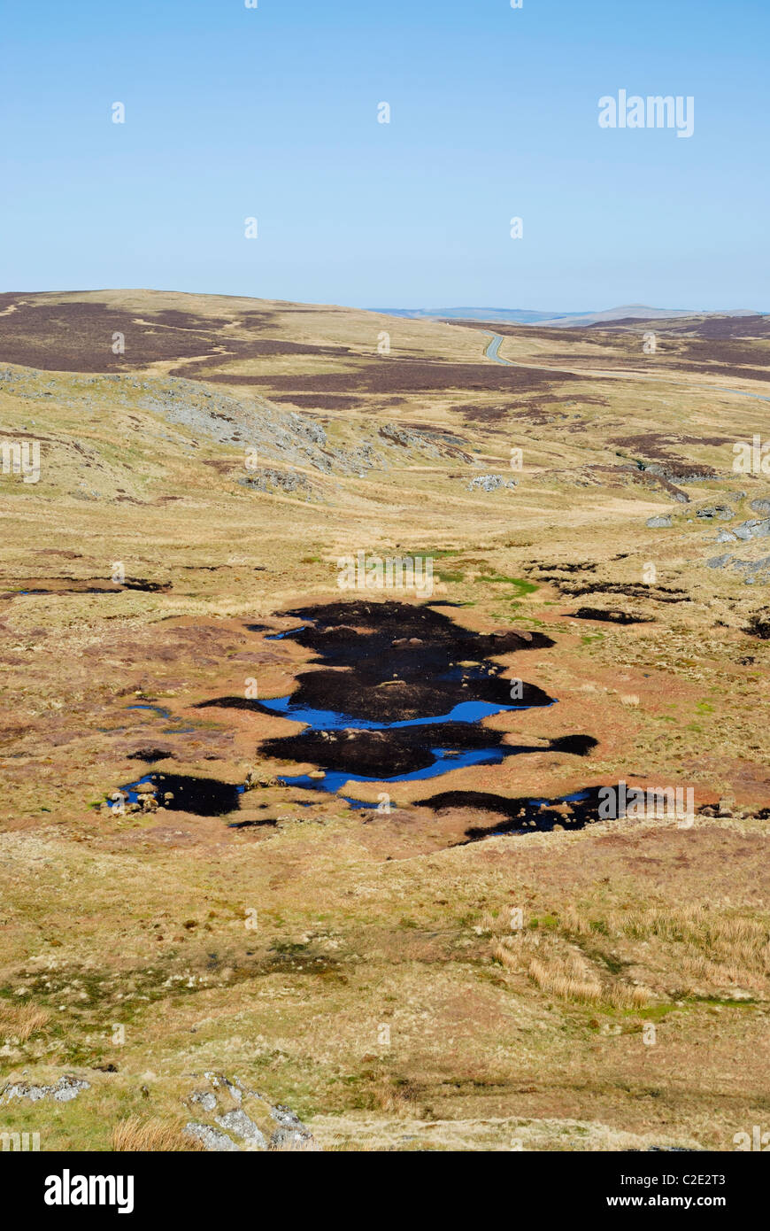 Small upland peat bog on Migneint, a Welsh upland habitat area in North ...