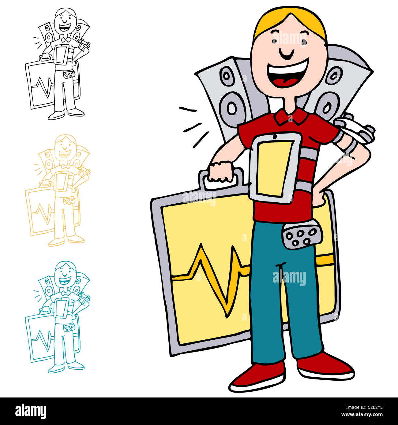 An image of a man using electronic devices Stock Photo - Alamy