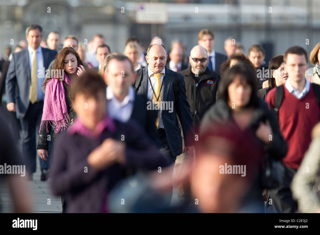 Crowded rush hour london bridge hi-res stock photography and images - Alamy