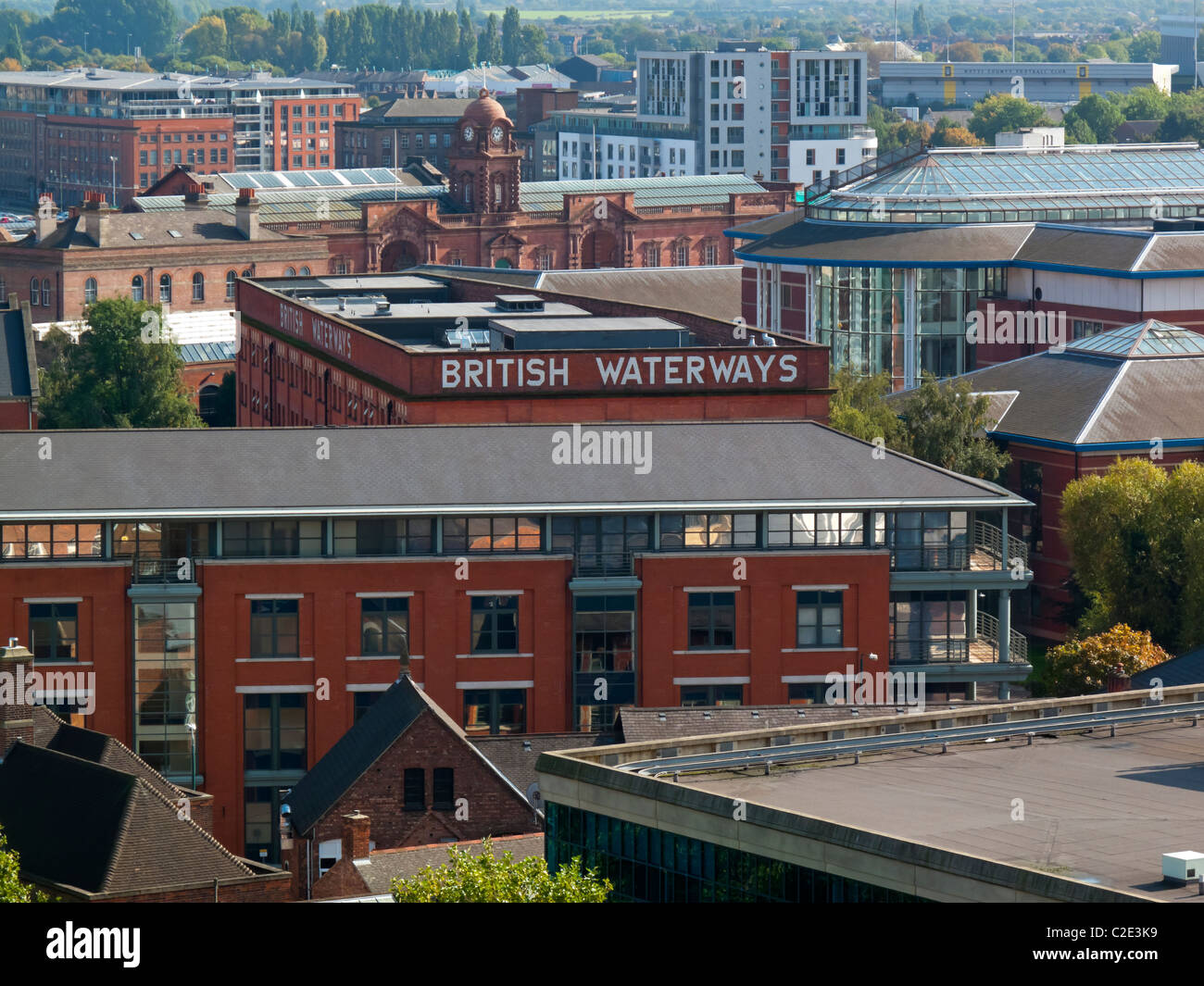 View over the Nottingham city centre skyline from the walls of the ...