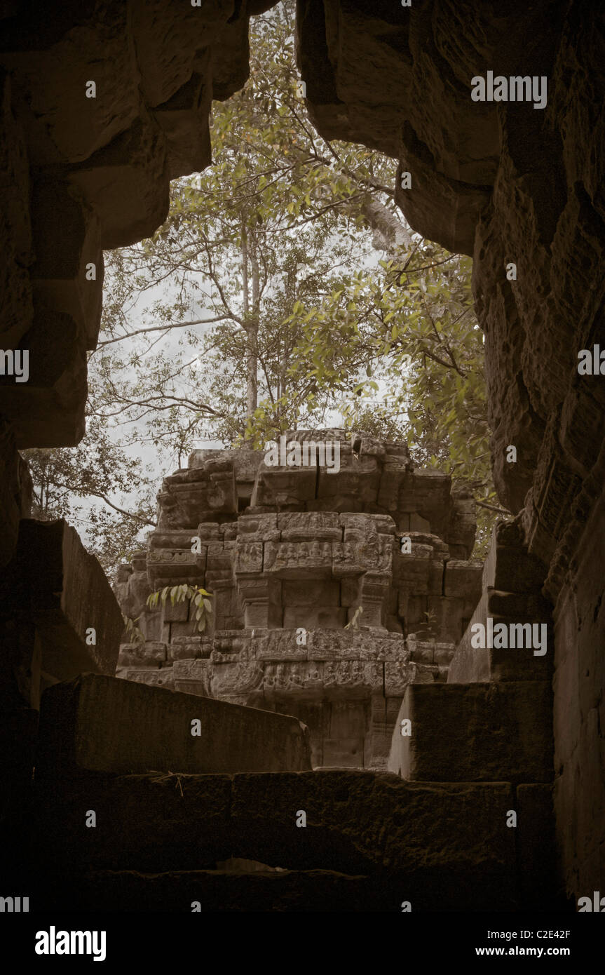 Ta Prom Temple, Angkor, Cambodia - View from inside one of the ...