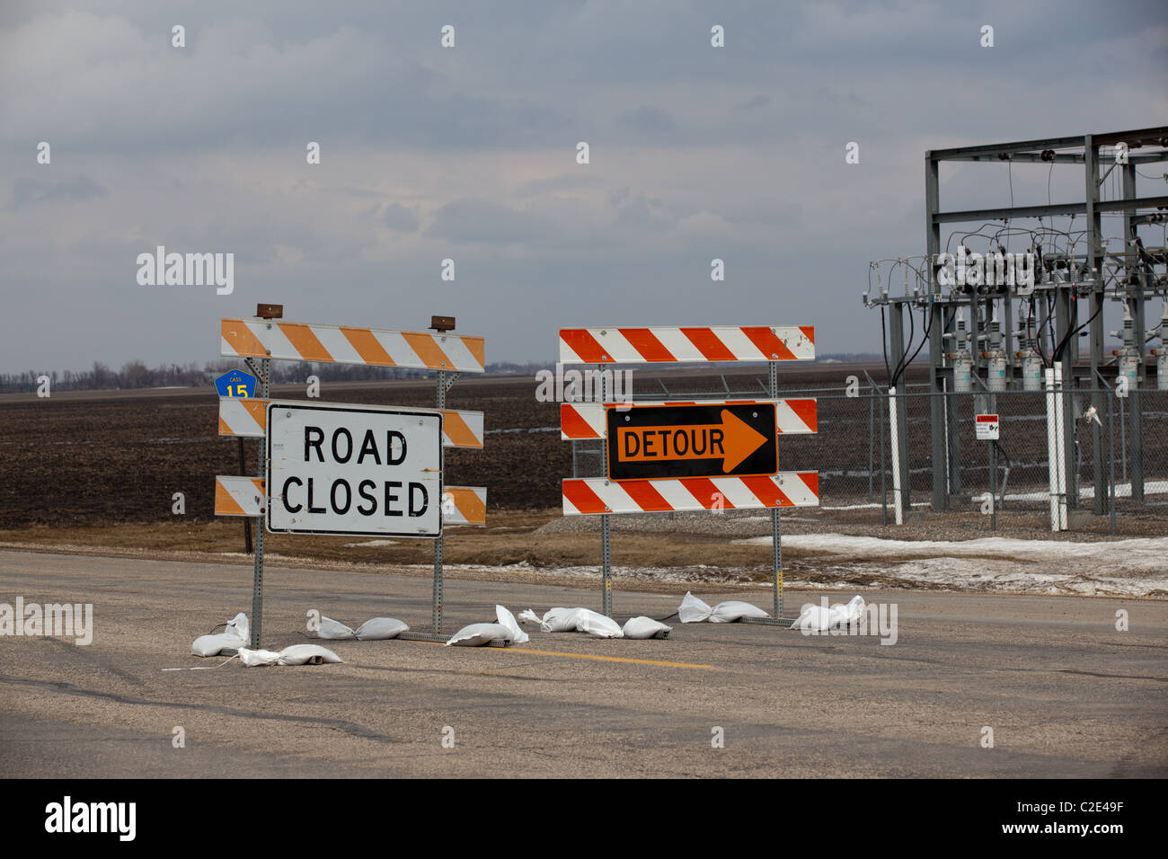 Road Closed Flooded Highway Stock Photo - Alamy