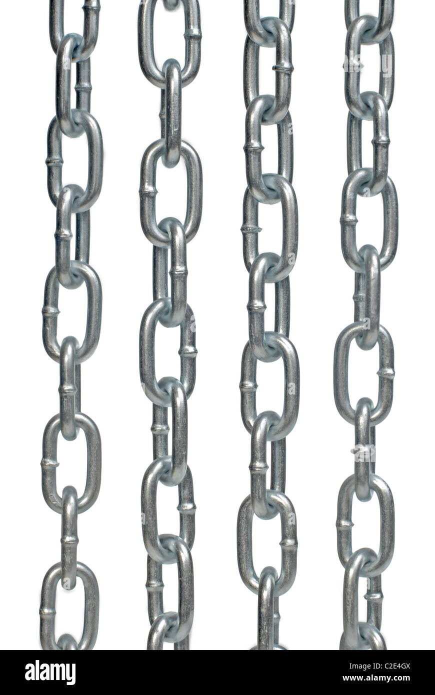 Four steel chains Isolated on a White Background Stock Photo - Alamy