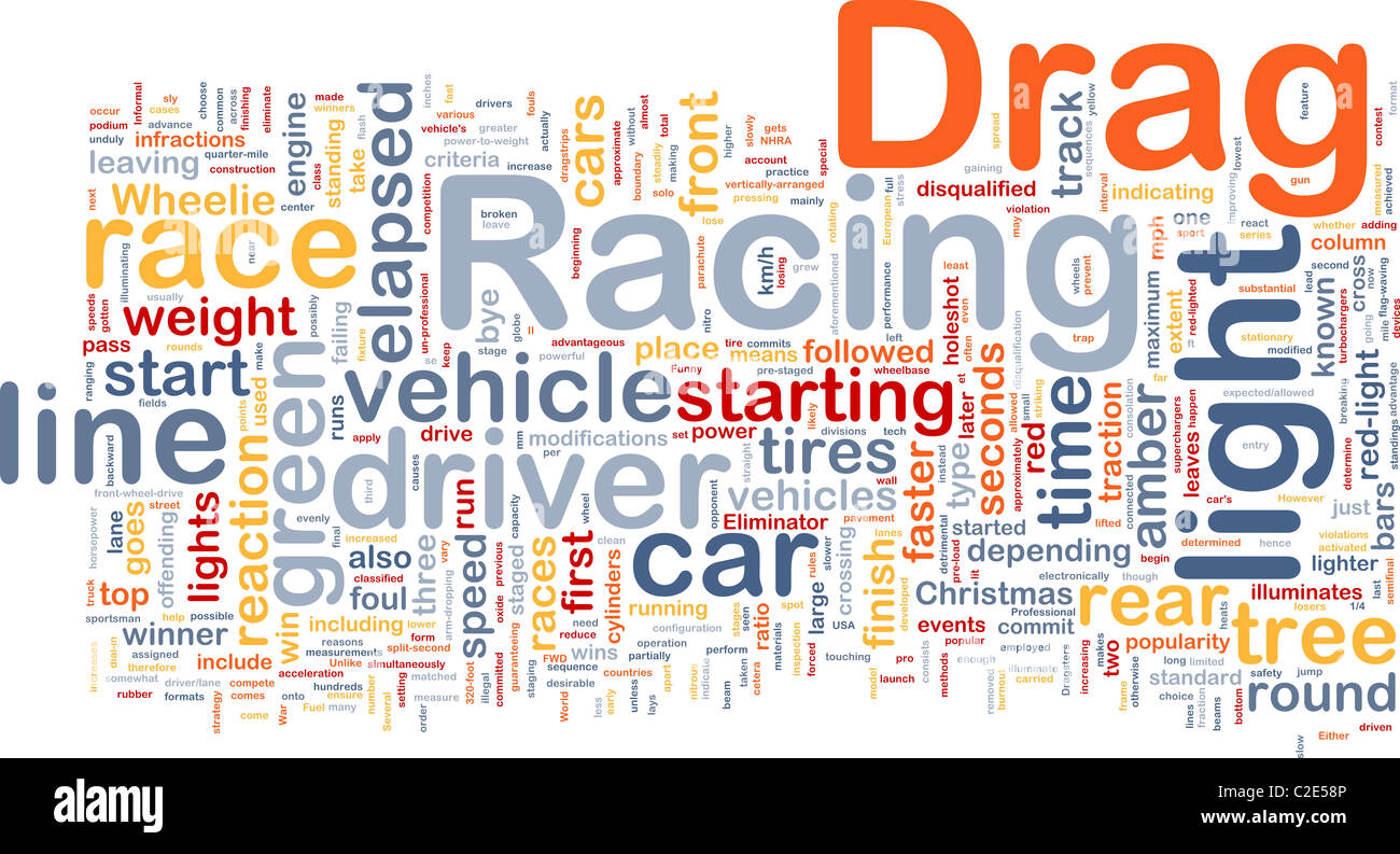 Concept diagram wordcloud illustration of drag racing race Stock Photo ...