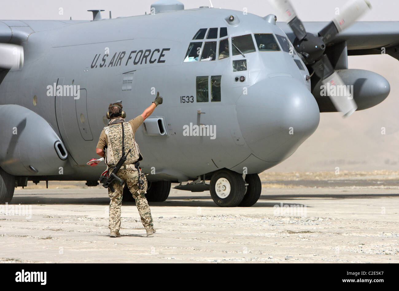 American Hercules transport aircraft, Feyzabad, Afghanistan Stock Photo ...