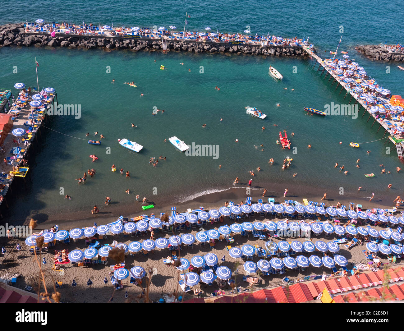 Bathing platforms in Sorrento in the Bay of Naples Italy Stock Photo ...
