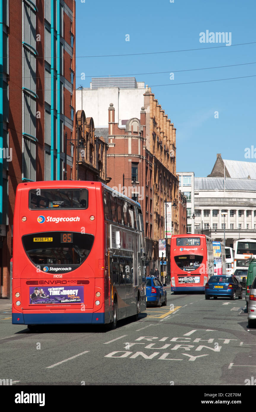 Traffic heading into Manchester city centre along Oxford Road Stock Photo - Alamy