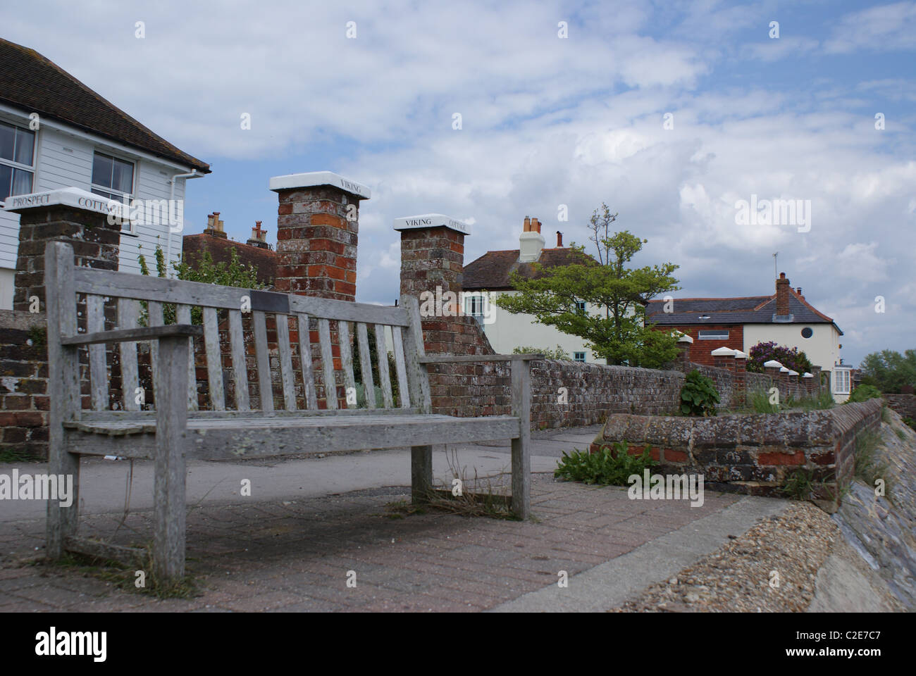 Bench on sea front Stock Photo - Alamy