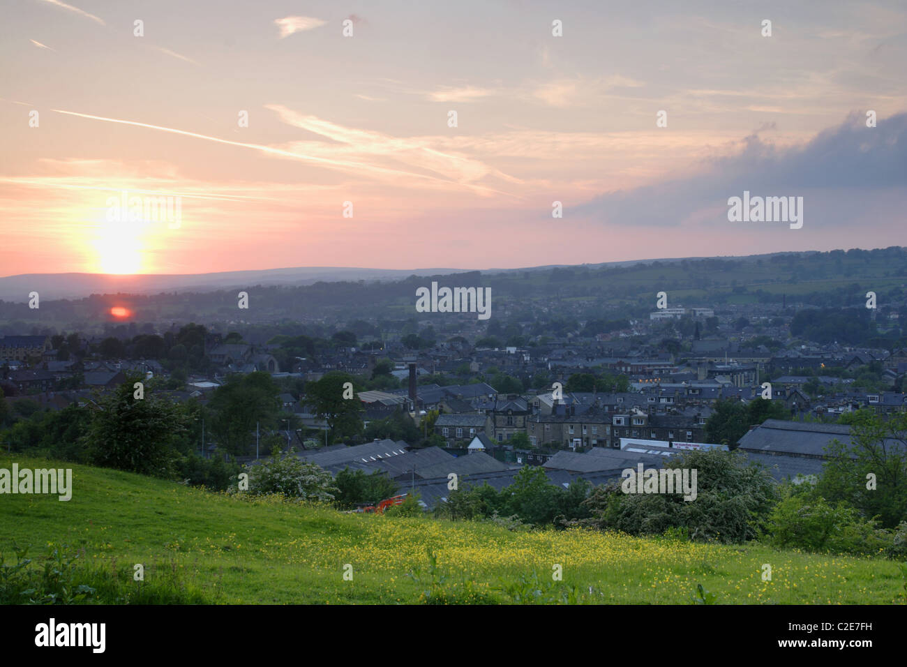 View over Otley from Otley Chevin, summer, UK Stock Photo - Alamy