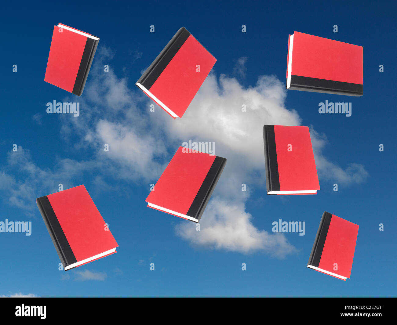 Red books falling from the sky Stock Photo - Alamy