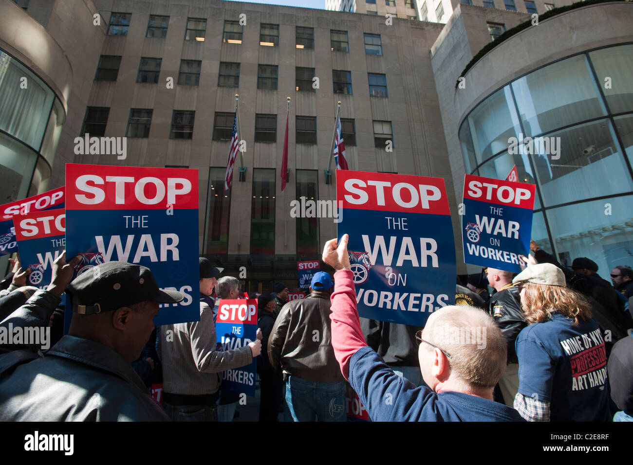 Members of the Teamsters rally in front of Christie's Auction House in ...