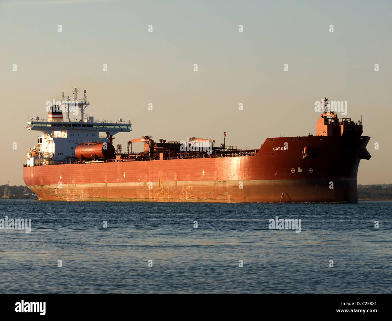 Oil tanker Grena leaving Southampton Hampshire England UK Stock Photo ...