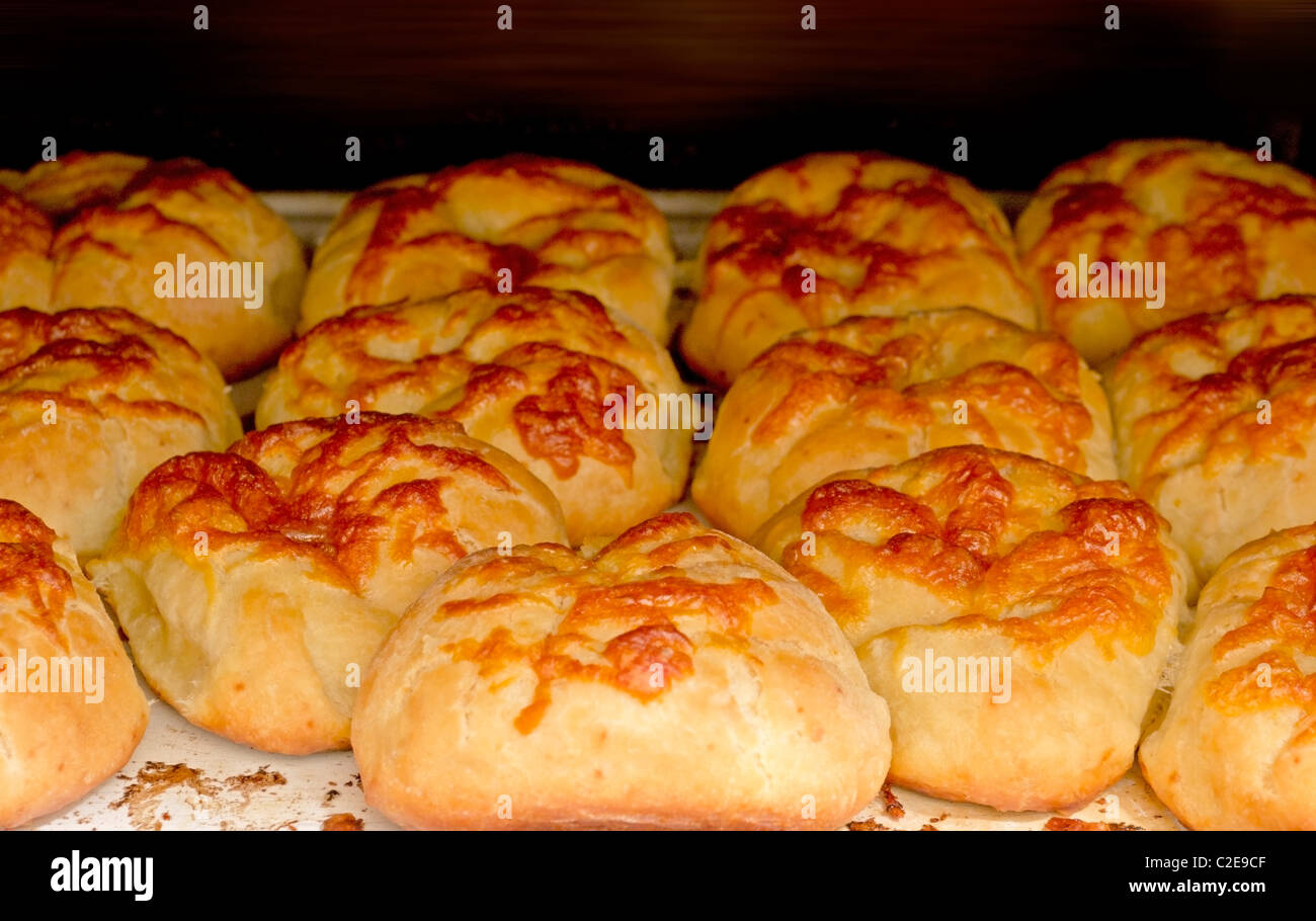 fresh buns in an oven Stock Photo - Alamy