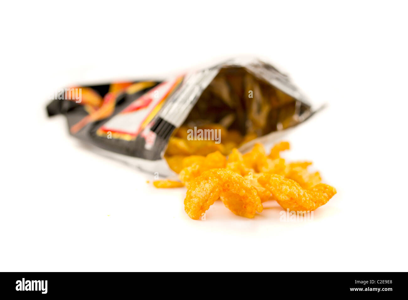 Opened pack of delicious spicy snack food Stock Photo - Alamy