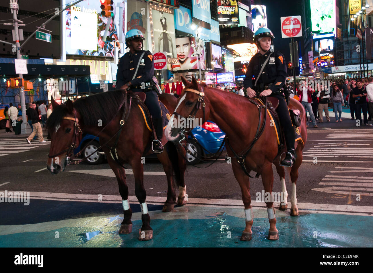 New York City Police Department Mounted Unit on Times Square, Manhattan ...