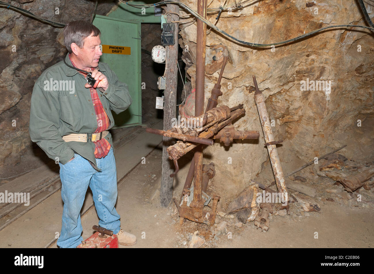 Colorado, Idaho Springs, Phoenix Gold Mine, miner leading underground ...