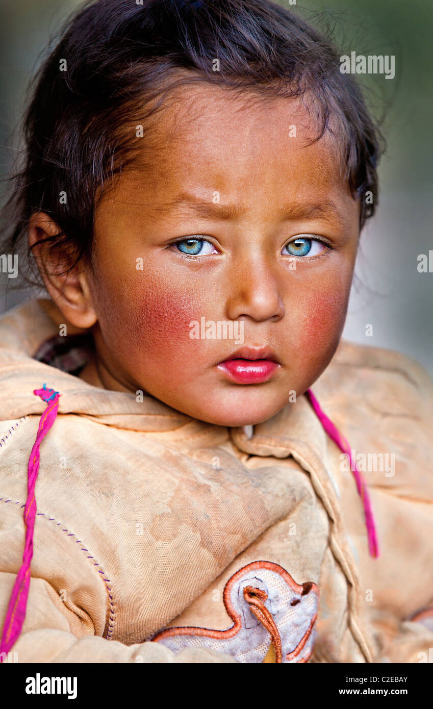 Portrait of a Nepali child with amazing eyes in the hills of East Nepal ...