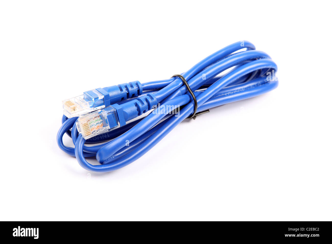 Blue UTP network cable isolated on white background. Studio shot Stock ...