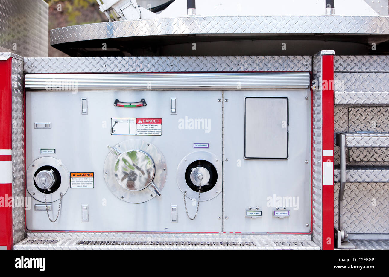 A water connection detail of a fire truck Stock Photo - Alamy
