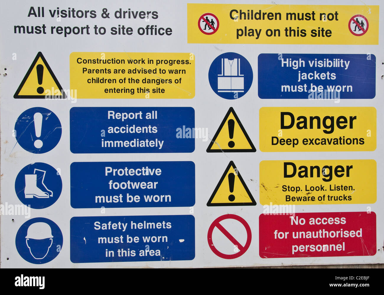 Safety at building site sign Stock Photo - Alamy