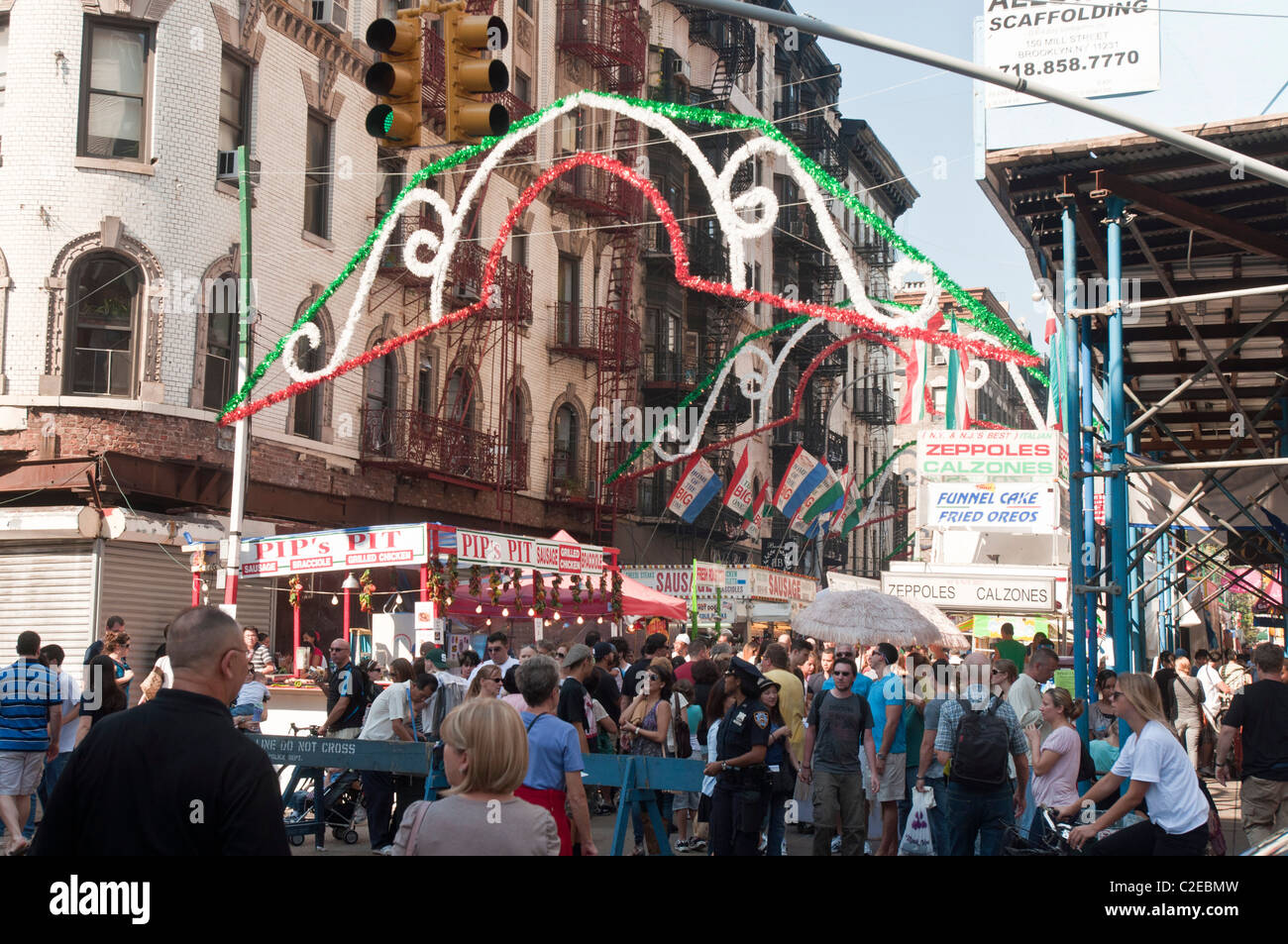 Busy entrance to Little Italy, Manhattan, New York City, USA Stock ...