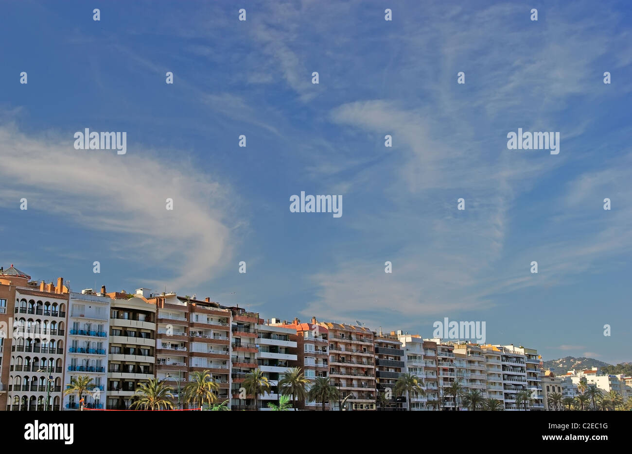 Cityscape of Lloret de Mar spanish town. Mediterranean sea Stock Photo ...