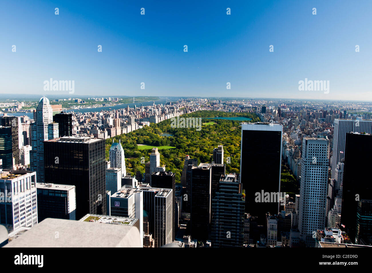 Aerial view of Central Park Upper West Side buildings seen from ...