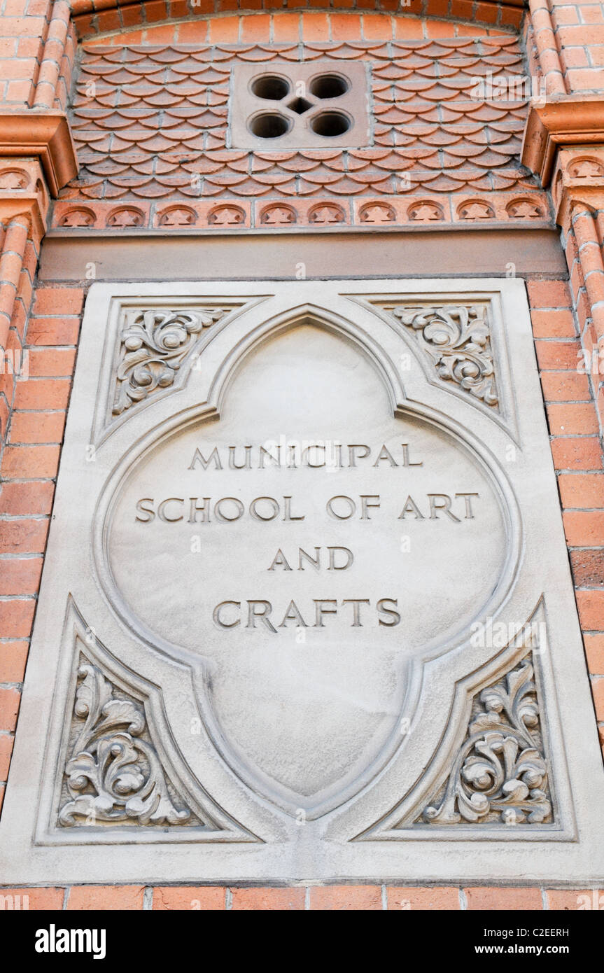 Victorian Arts and Crafts plaque on an ornate brick wall at ...