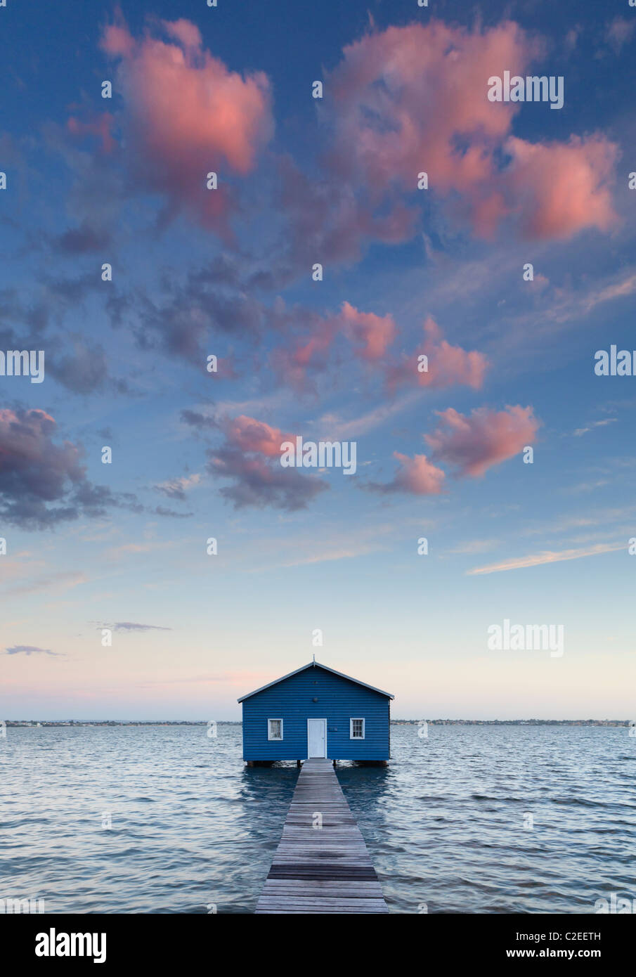 The iconic Crawley Edge Boatshed and the Swan River at sunset Stock ...