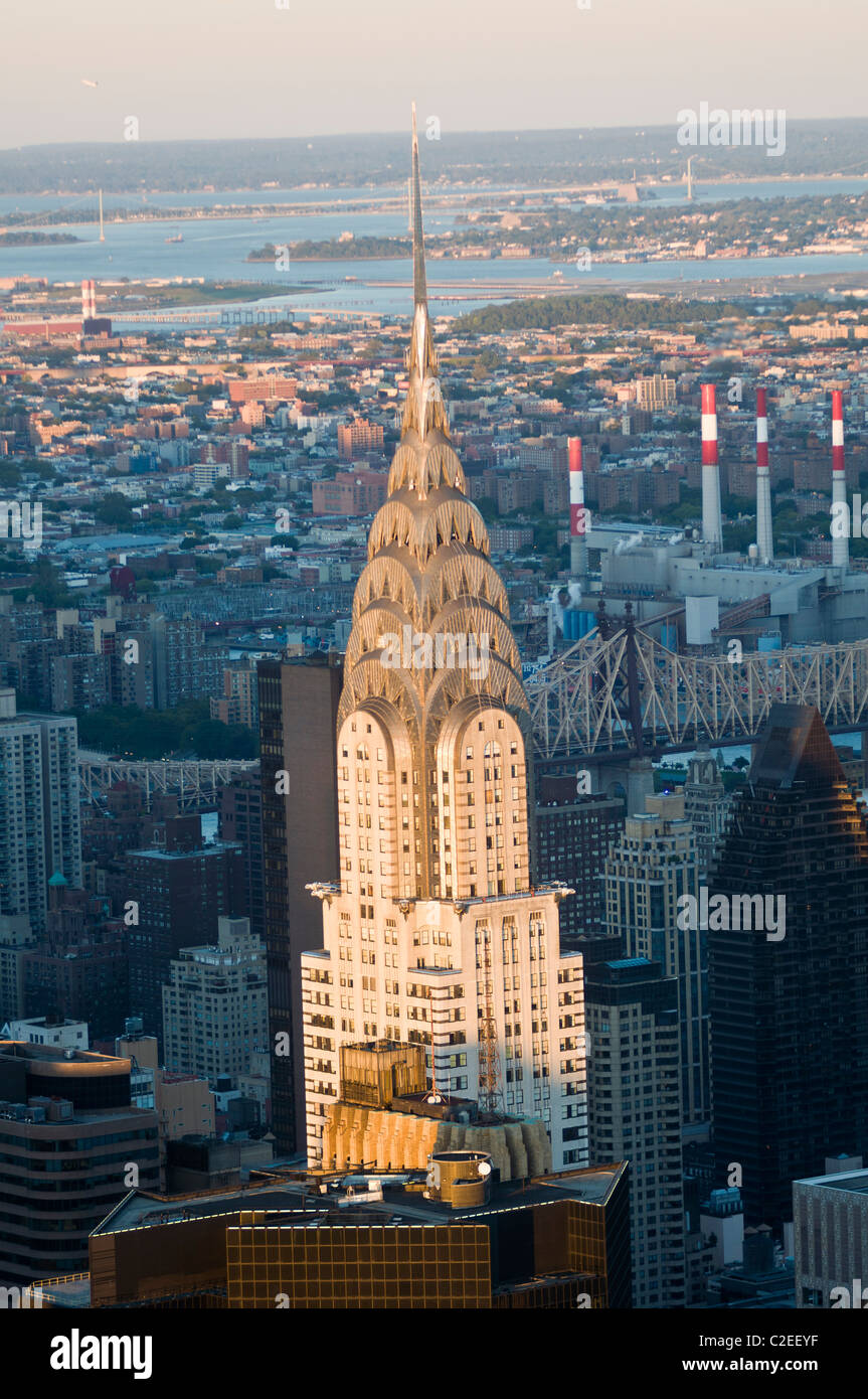 Chrysler building during sunset seen from Empire State building ...