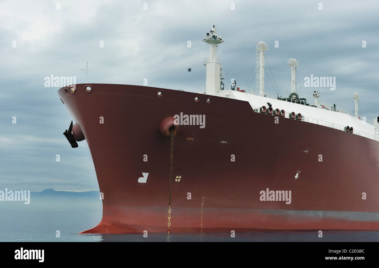 Bow of gas tanker ship Stock Photo - Alamy