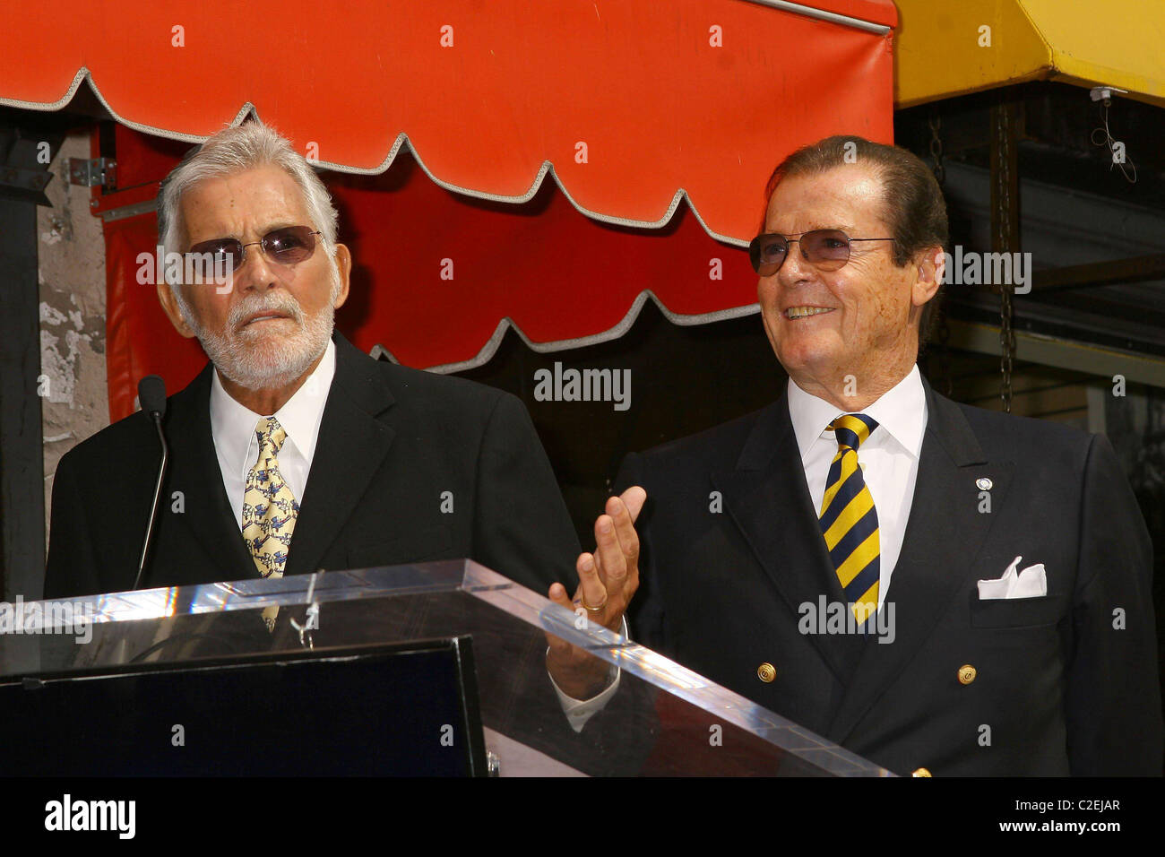 David Hedison and Roger Moore Roger Moore honoured with the 2,350th ...