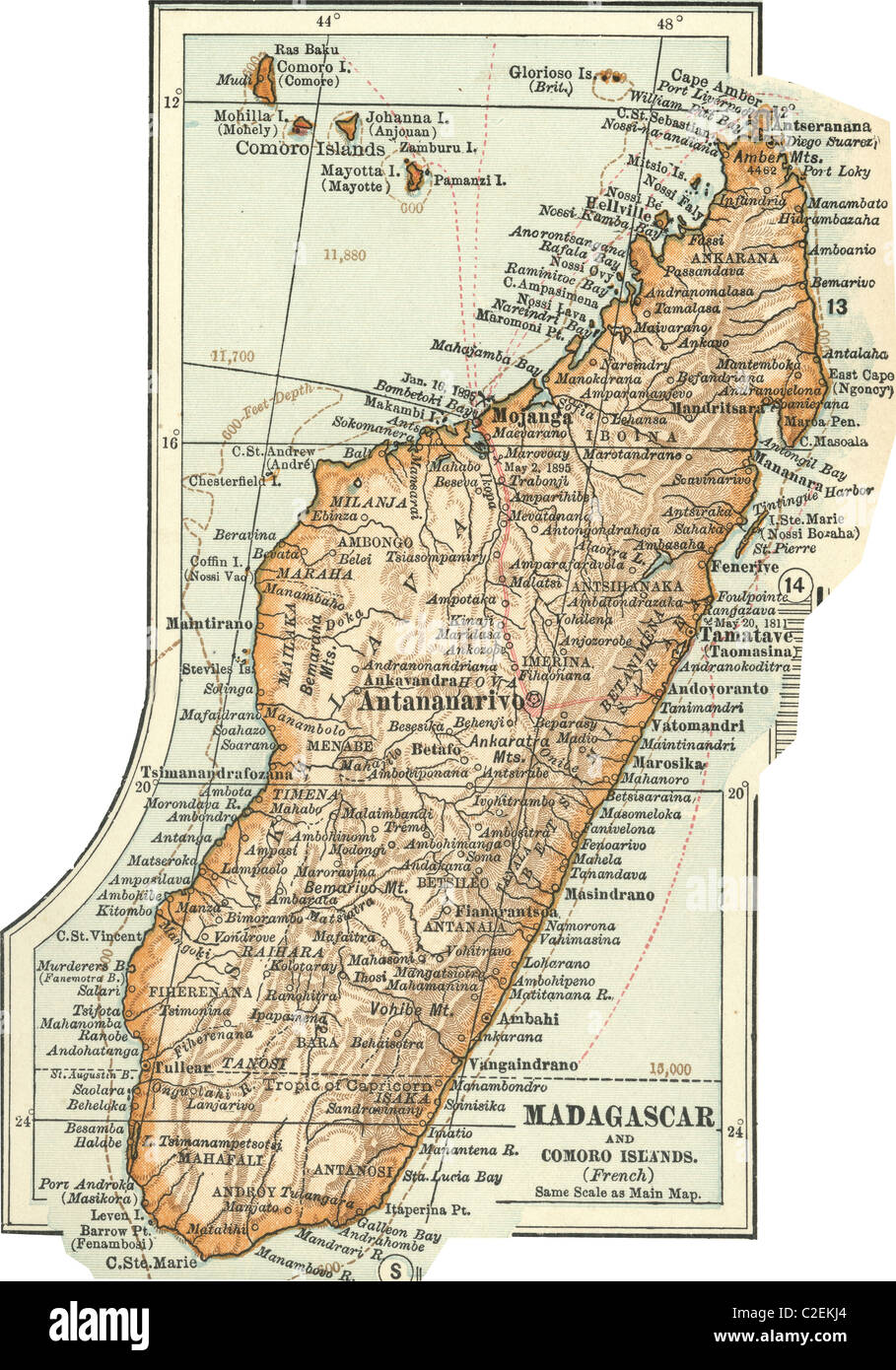 Map of Madagascar and Comoro Islands Stock Photo - Alamy